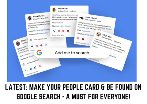Make your personal Google Card and be found on Google Search. A must ...